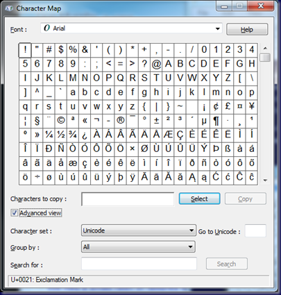 Unicode Character Character Access